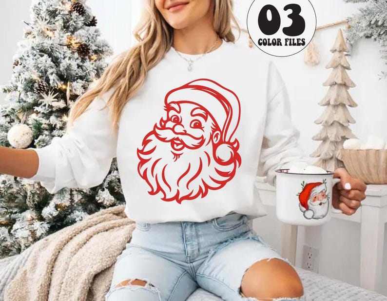 Vintage Santa Face Svg, Santa Claus Svg Png, Old School Father ...