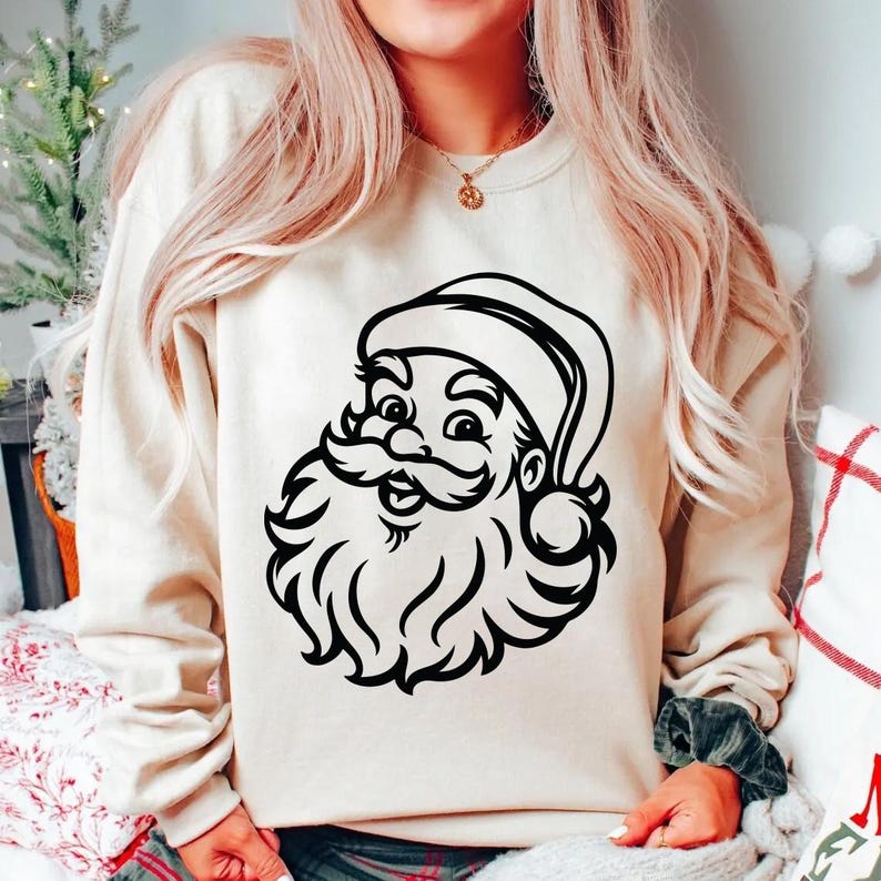 Vintage Santa Face Svg, Santa Claus Svg Png, Old School Father ...