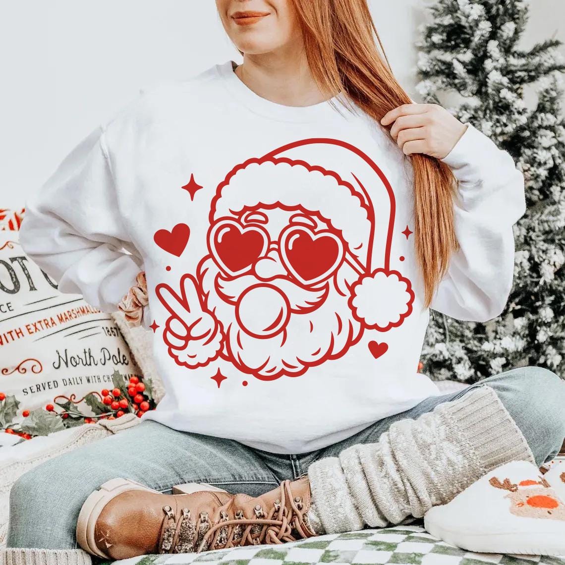 Santa Bubble Gum Svg Png, Cute Retro Santa Claus, Santa Blowing Bubble ...