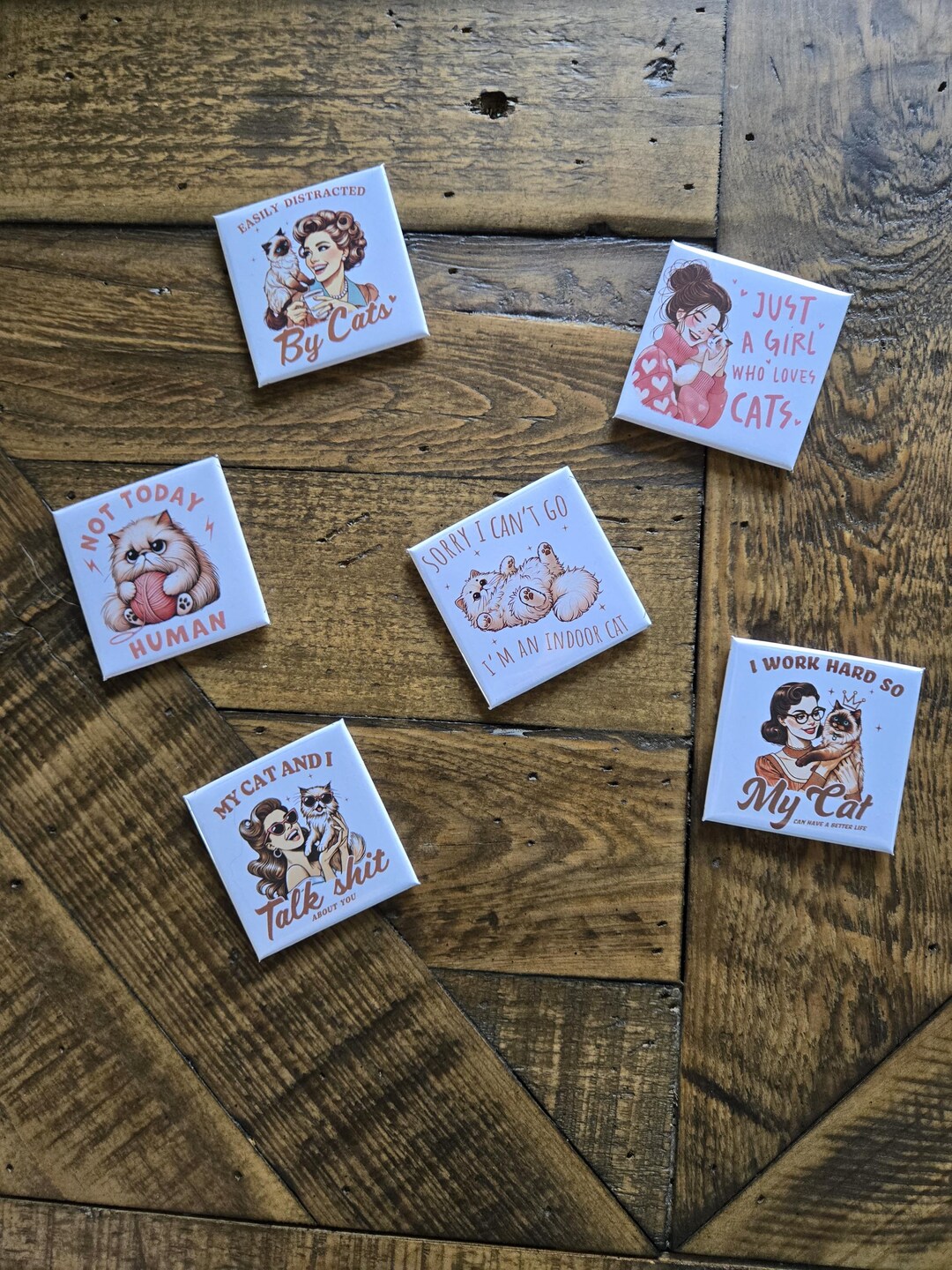 Funny Cat Photo Magnet Set of 6: 2x2 Inch Fridge Magnet - Etsy