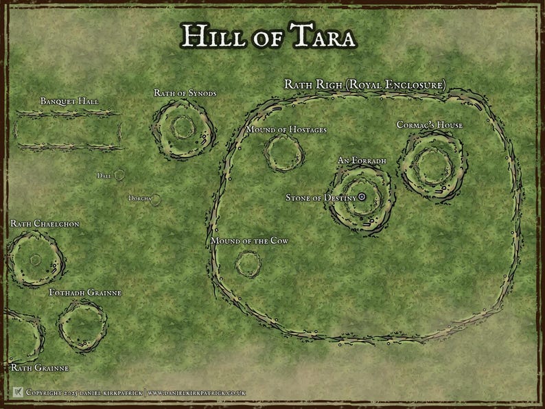 Hill of Tara Ireland Map – High-resolution Digital Download - Etsy