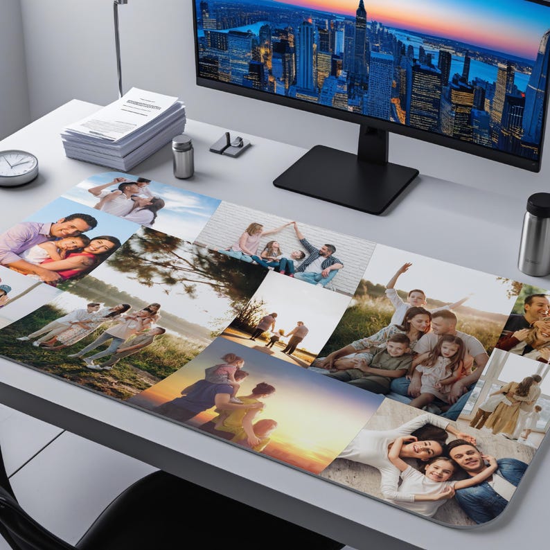 Custom Photo Collage Desk Mat, Personalized Mouse Pad With Family ...