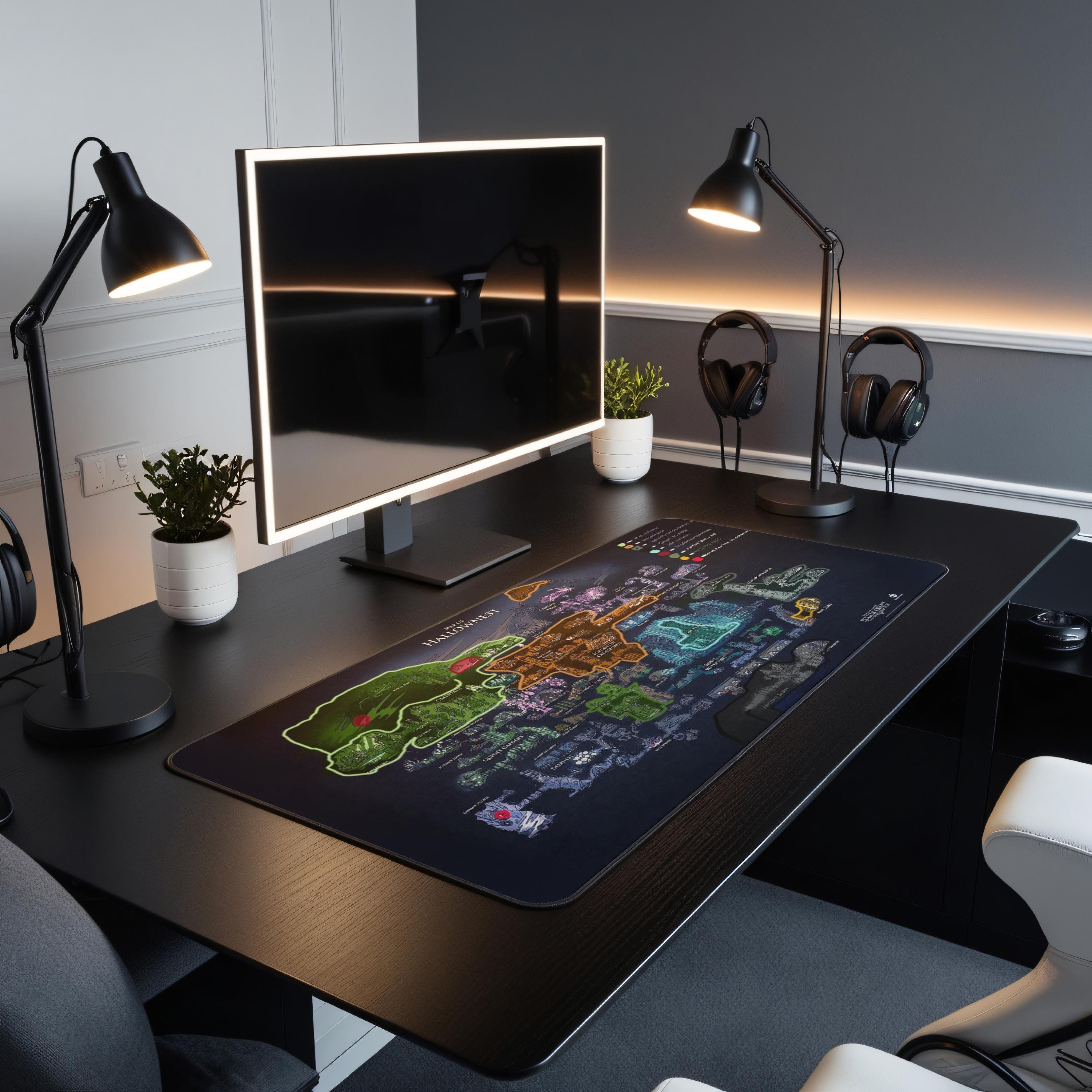 Hollow Knight Hallownest Map Desk Mat, XL Gaming Mouse Pad, Large Gamer ...