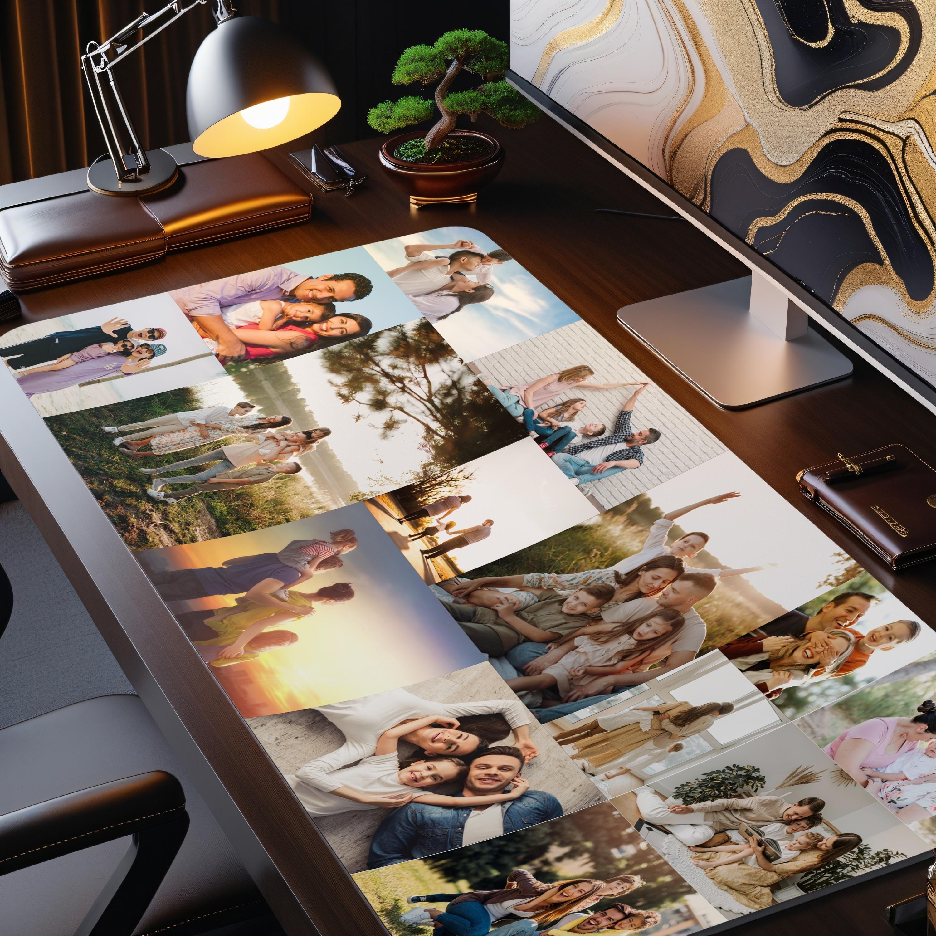 Custom Photo Collage Desk Mat, Personalized Mouse Pad With Family ...