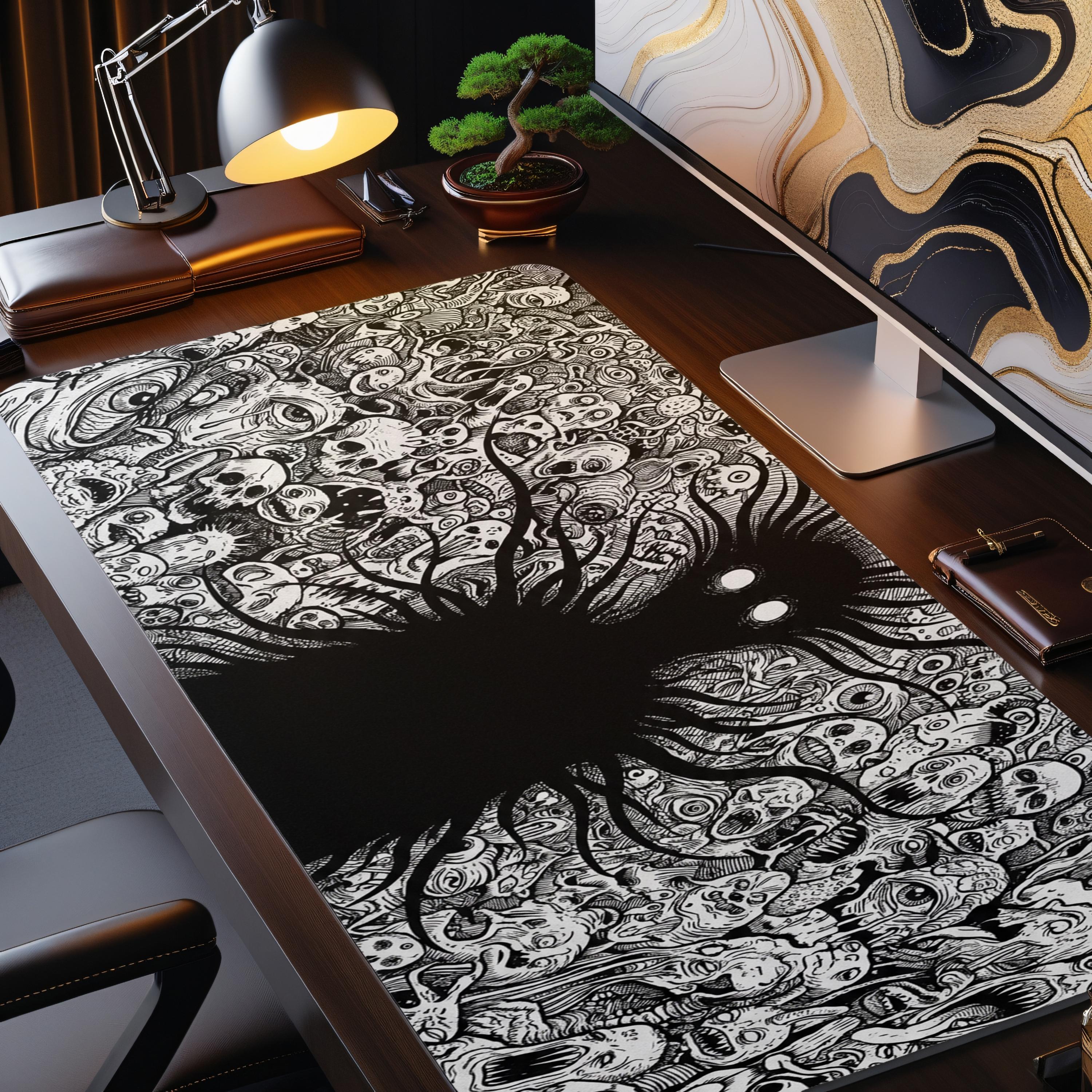 Dark Horror Desk Mat Gothic Art Gaming Mouse Pad, Creepy Monster ...