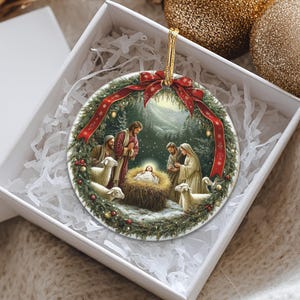 Nativity Scene Ornament, Holy Family Christmas Decoration, Religious ...