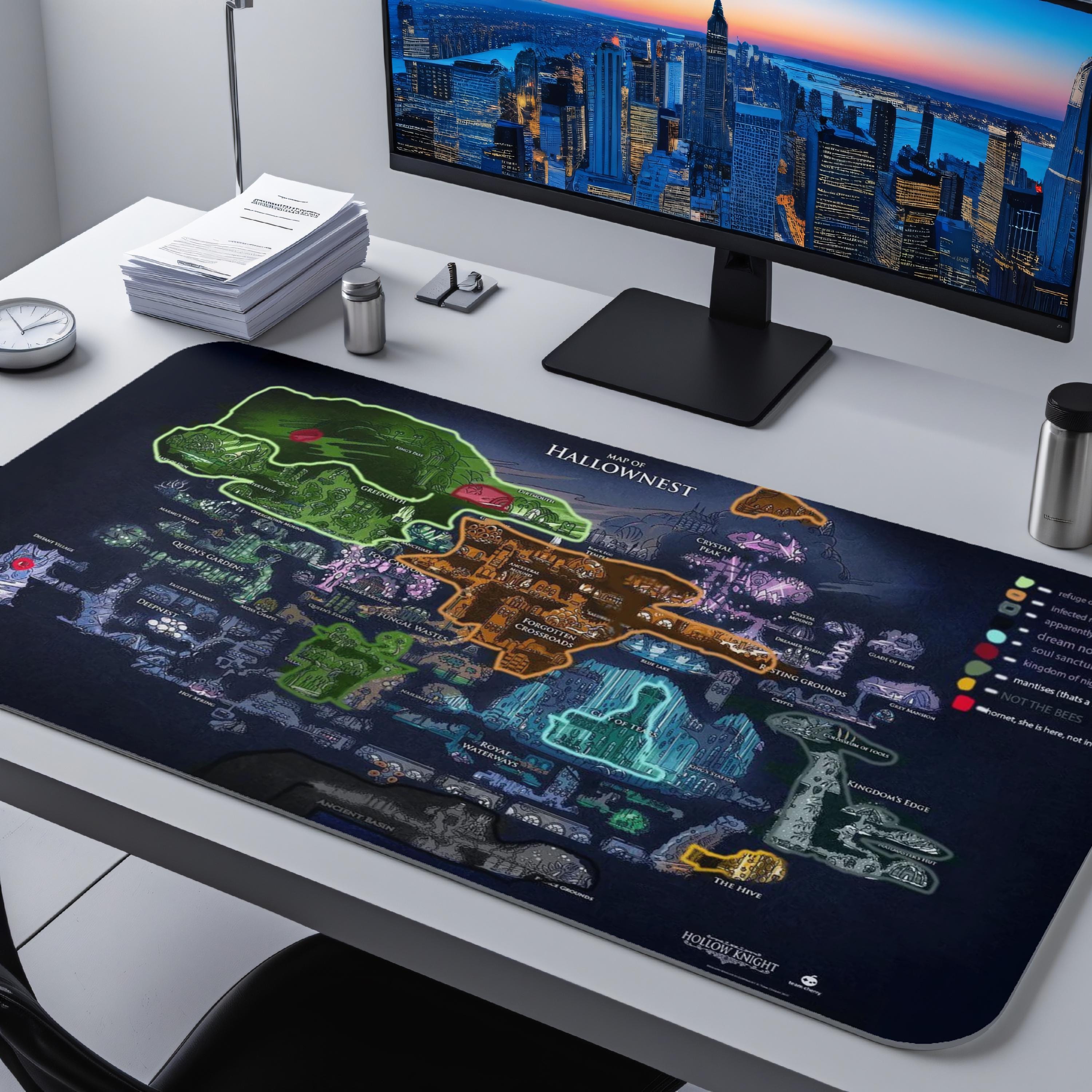 Hollow Knight Hallownest Map Desk Mat, XL Gaming Mouse Pad, Large Gamer ...