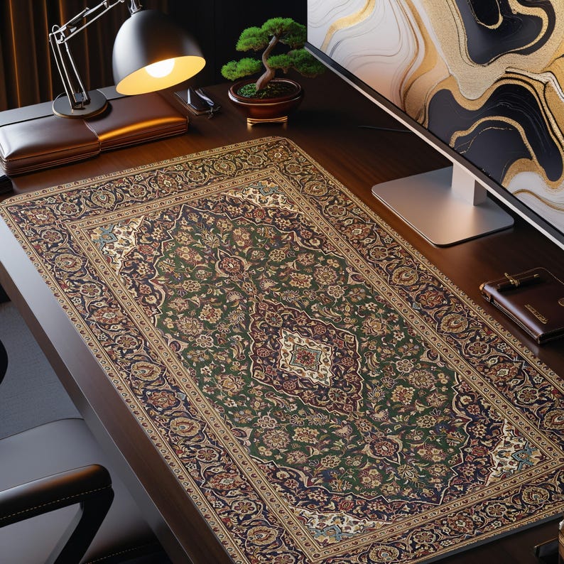 Persian Style Rug Desk Mat, Vintage Carpet XL Mousepad, Aesthetic Desk ...