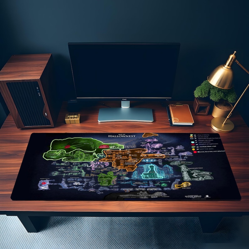 Hollow Knight Hallownest Map Desk Mat, XL Gaming Mouse Pad, Large Gamer ...