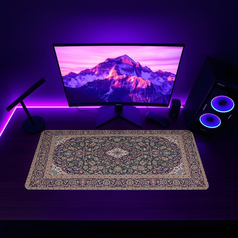 Persian Style Rug Desk Mat, Vintage Carpet XL Mousepad, Aesthetic Desk ...