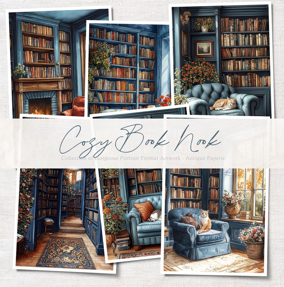 Cozy Book Nook Collage Sheets: Antique Paperie (digital Download) - Etsy