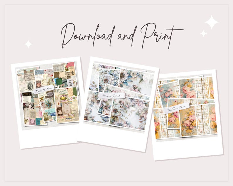 NANTUCKET Briar ORIGINAL Digital Collage Sheet Collection of 6, Journal ...