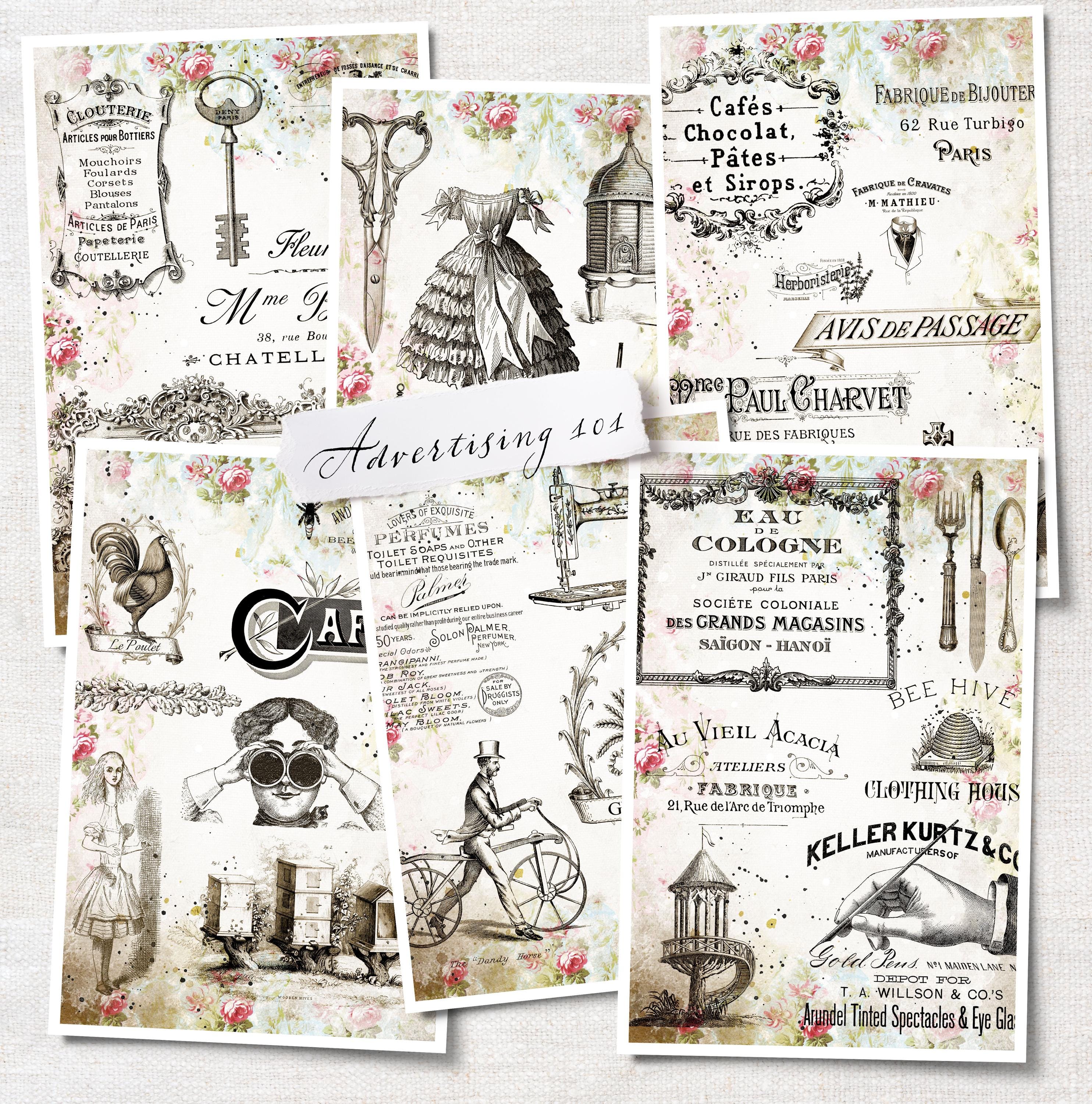 ADVERTISING 101 Digital Collage Sheet Collection of 6, Journal ...