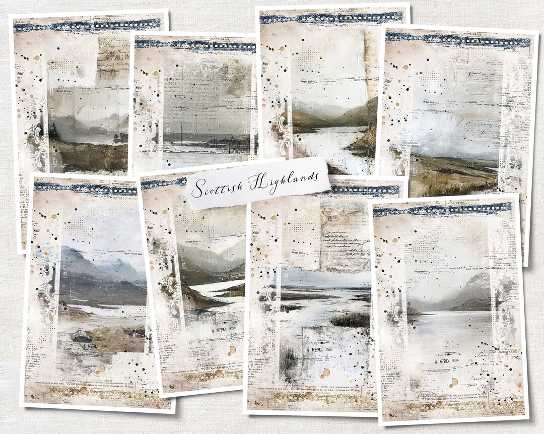 SCOTTISH Highlands/set of 8 Filler Junk Journal Papers for Scrapbooking ...