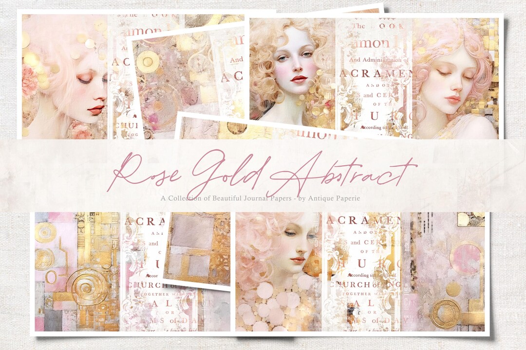 ROSE GOLD Abstract Journal Digital Collage Sheet Collection of 6 ...