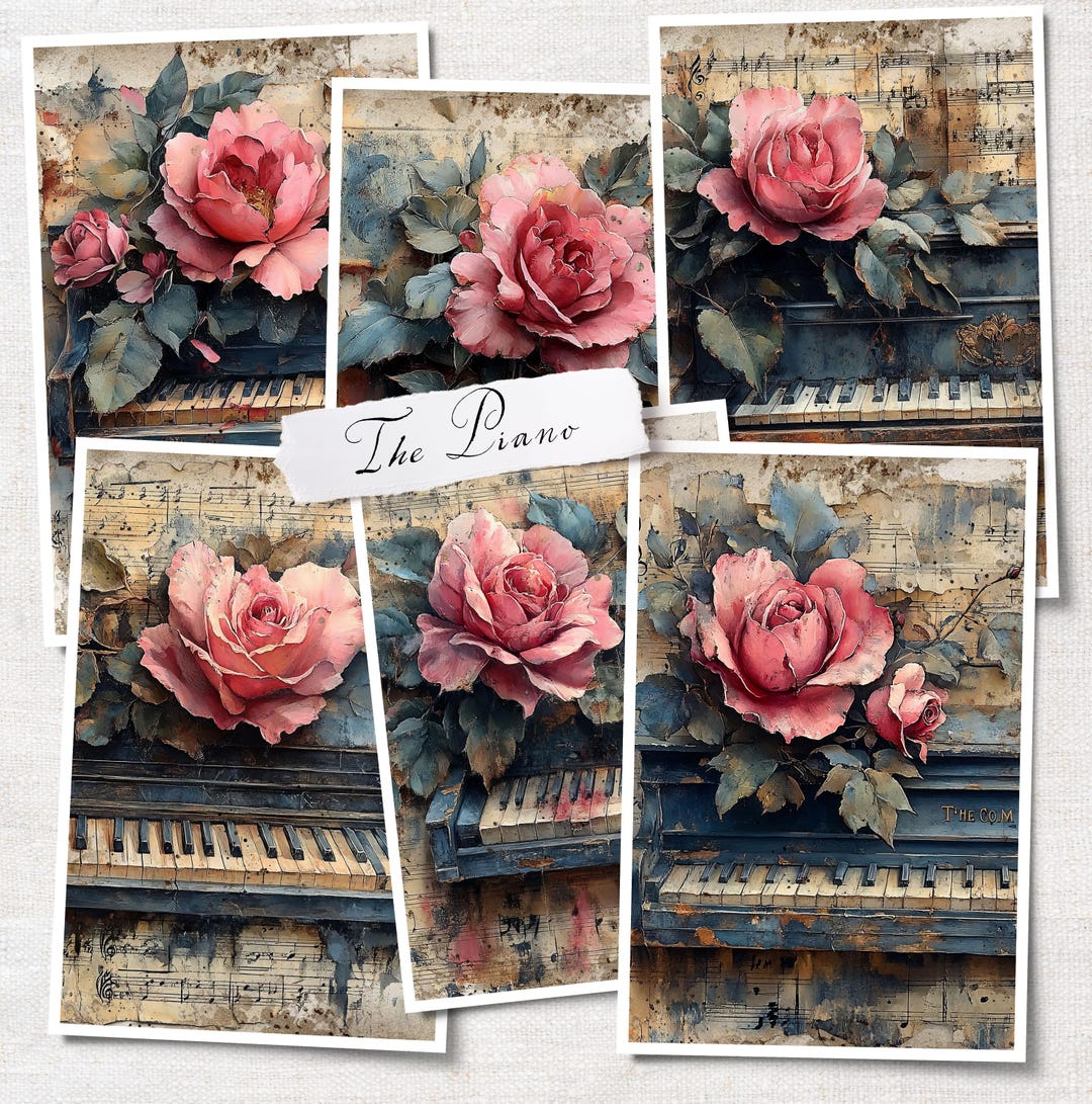 The PIANO Vertical ORIGINAL Digital Collage Sheet Collection of 6 ...