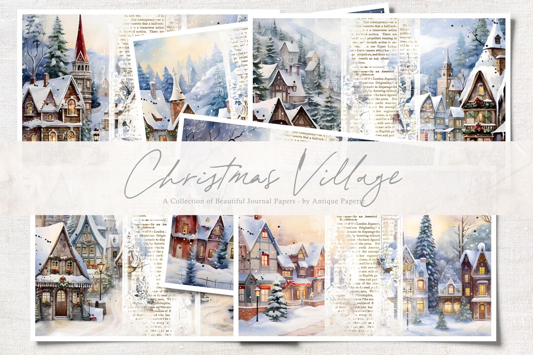 Christmas Village Digital Collage Sheet: Holiday Houses Journal ...