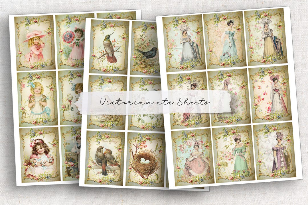 3 ATC Digital Collage Sheets, Gift Tags, Artist Trading Card Size ...