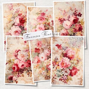 Francesca Florals Digital Collage Sheet Collection of 6, Journal ...