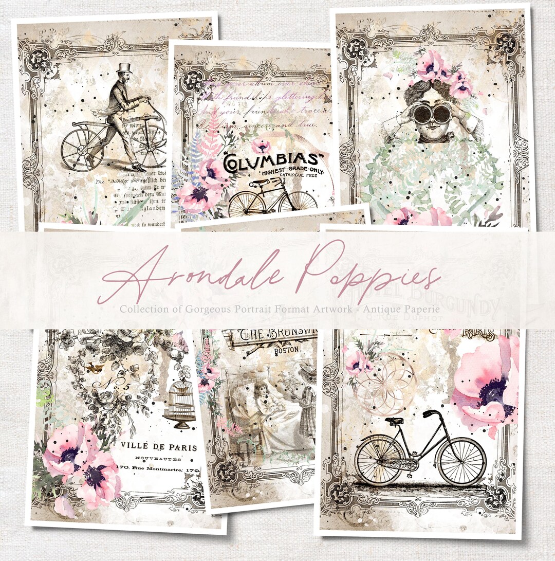 ARONDALE POPPIES Digital Collage Sheet Collection of 6, Journal ...