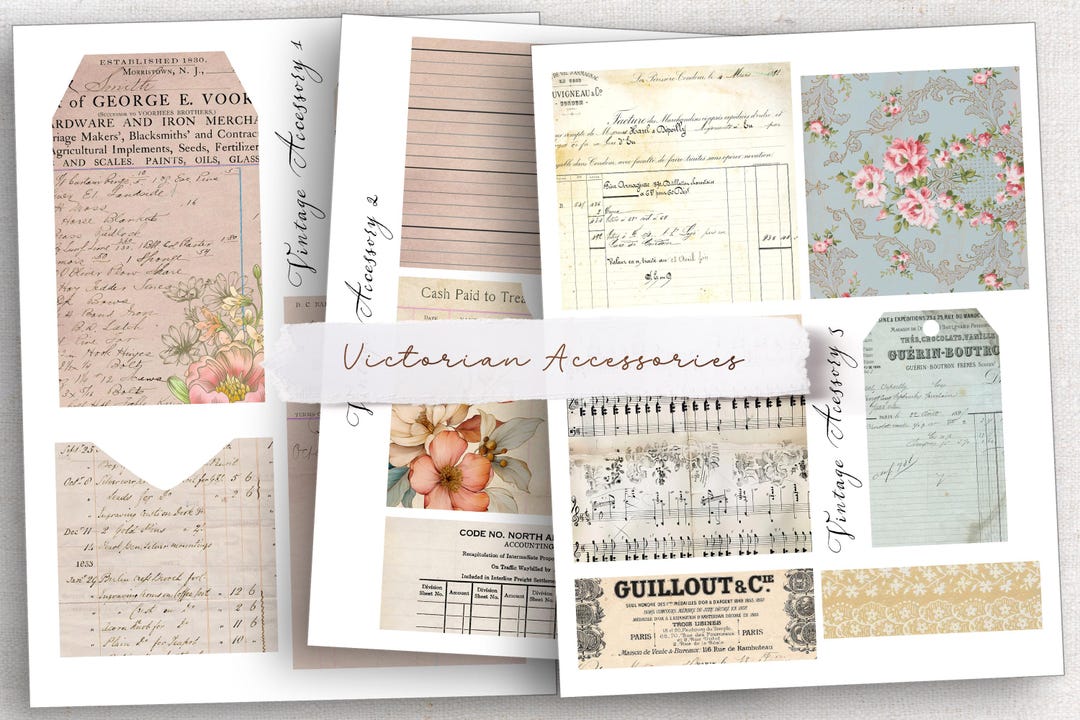 Victorian Ledger Ephemera: Journal Tags and Pockets (digital Download ...