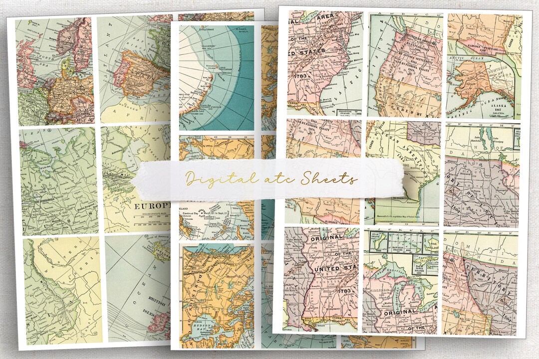 3 ATC Digital Collage Sheets, Gift Tags, Artist Trading Card Size ...