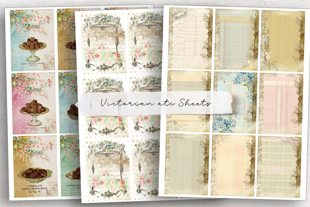 3 ATC Digital Collage Sheets, Gift Tags, Artist Trading Card Size ...