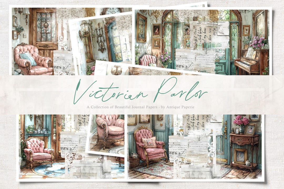 VICTORIAN PARLOUR JOURNAL Digital Collage Sheet Collection of 6 ...