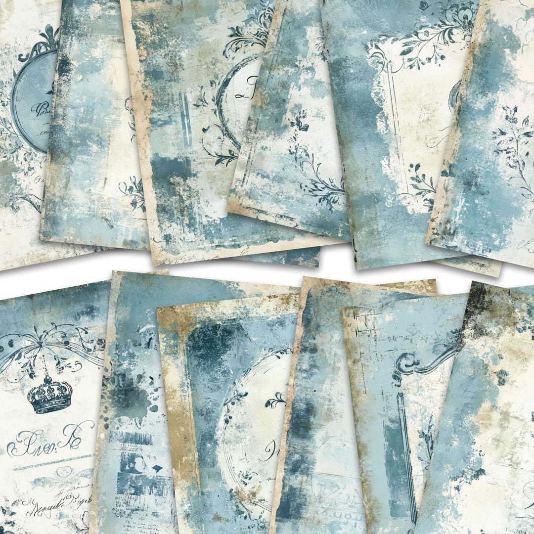 Blue Victorian Scrapbook Paper: Antique Papeterie, Market Street ...