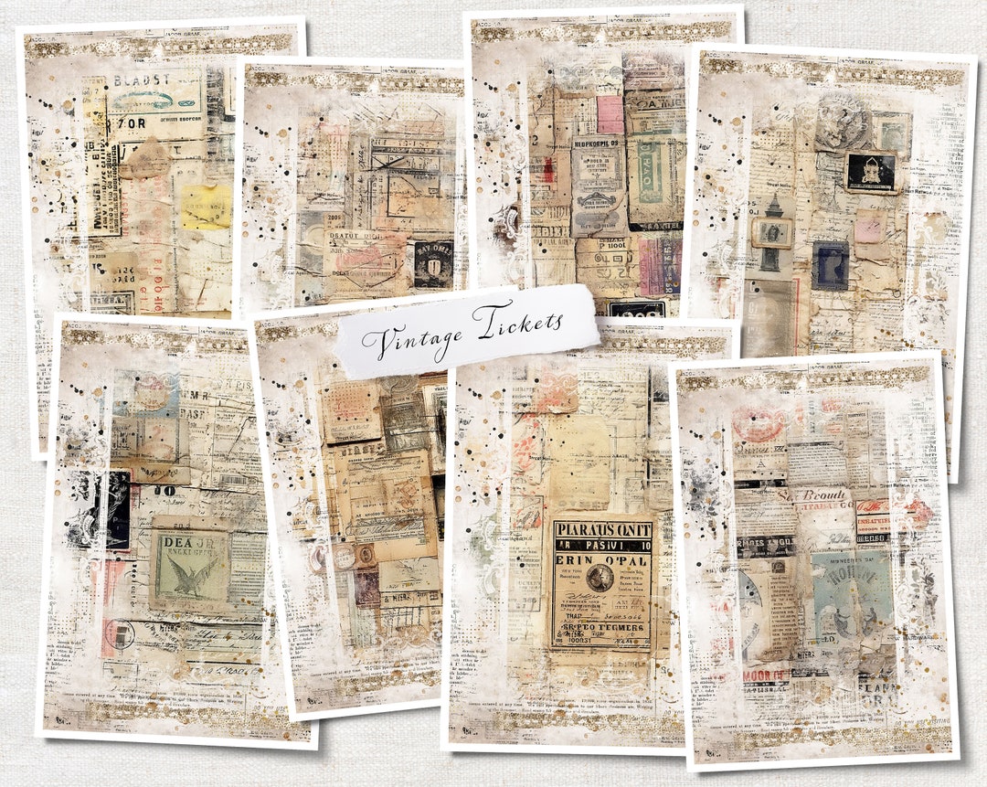 VINTAGE TICKET Stubs/set of 8 Filler Junk Journal Papers for ...