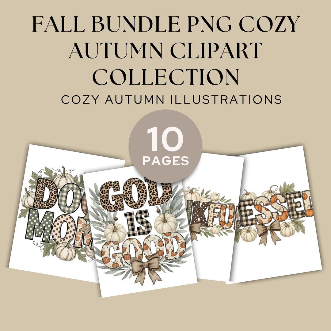 Fall Clipart Bundle PNG, Cozy Autumn Illustrations, Pumpkin Patch ...