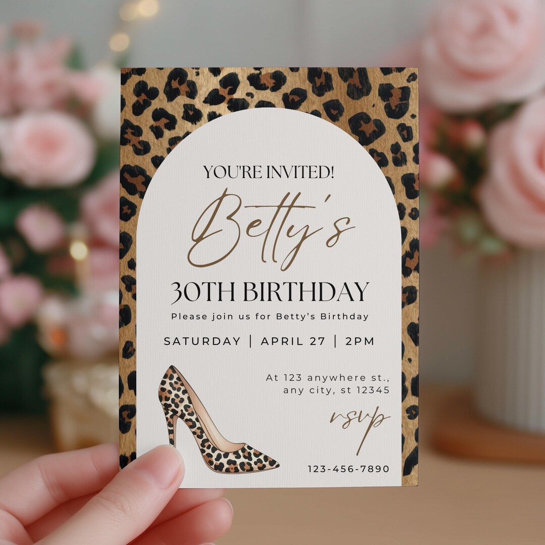 Cheetah Print Birthday Invitation | Adult Jungle Party Invite ...