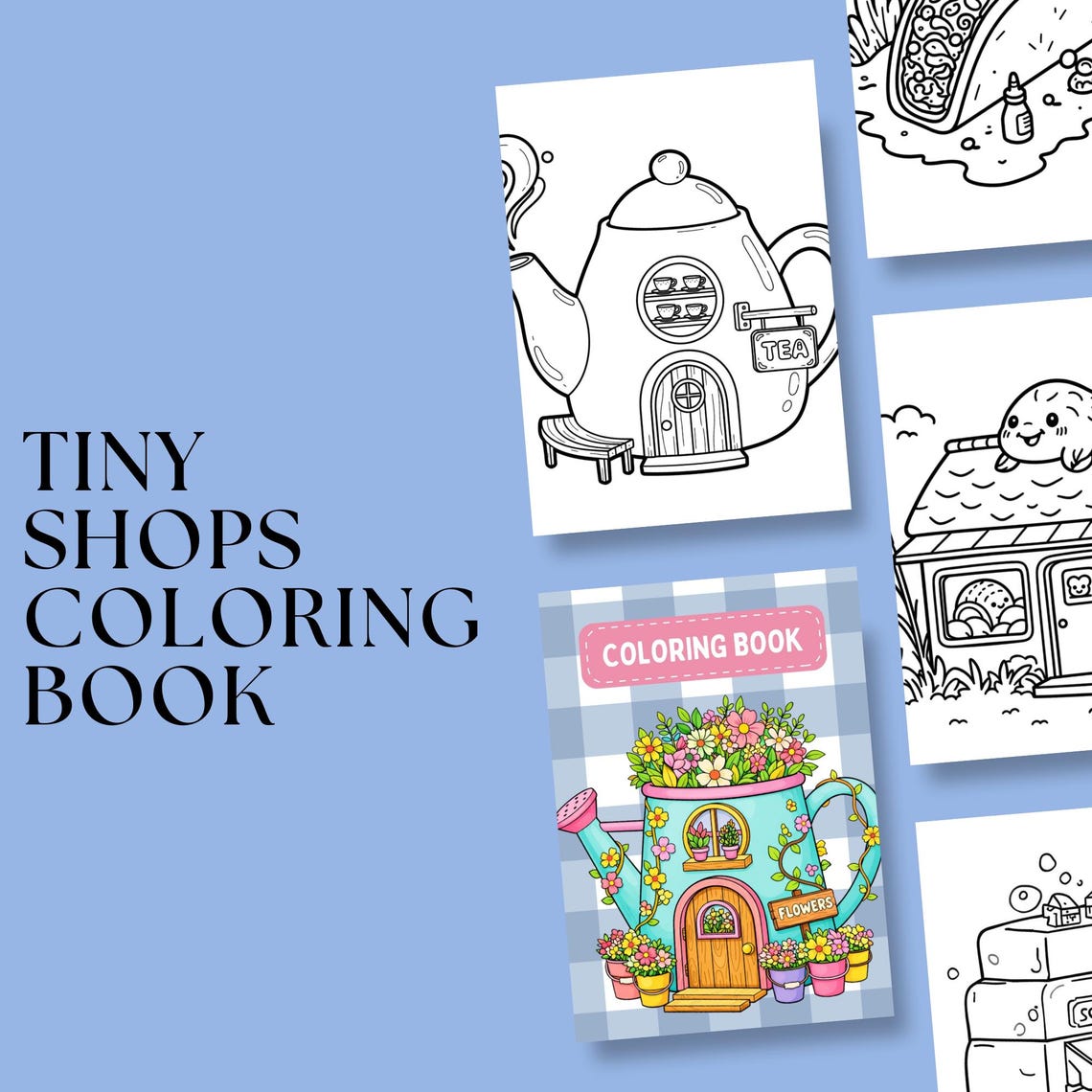 151 Tiny Shops Coloring Book for Kids – Bold & Easy Cute Shop Coloring ...
