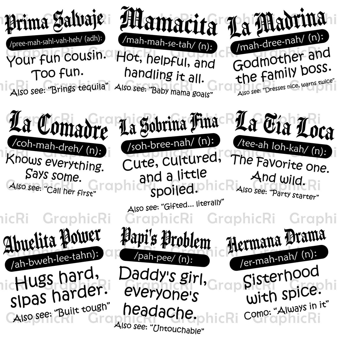 Latina Definition Quotes Svg Png Bundle, Spanish Funny Quotes Svg ...