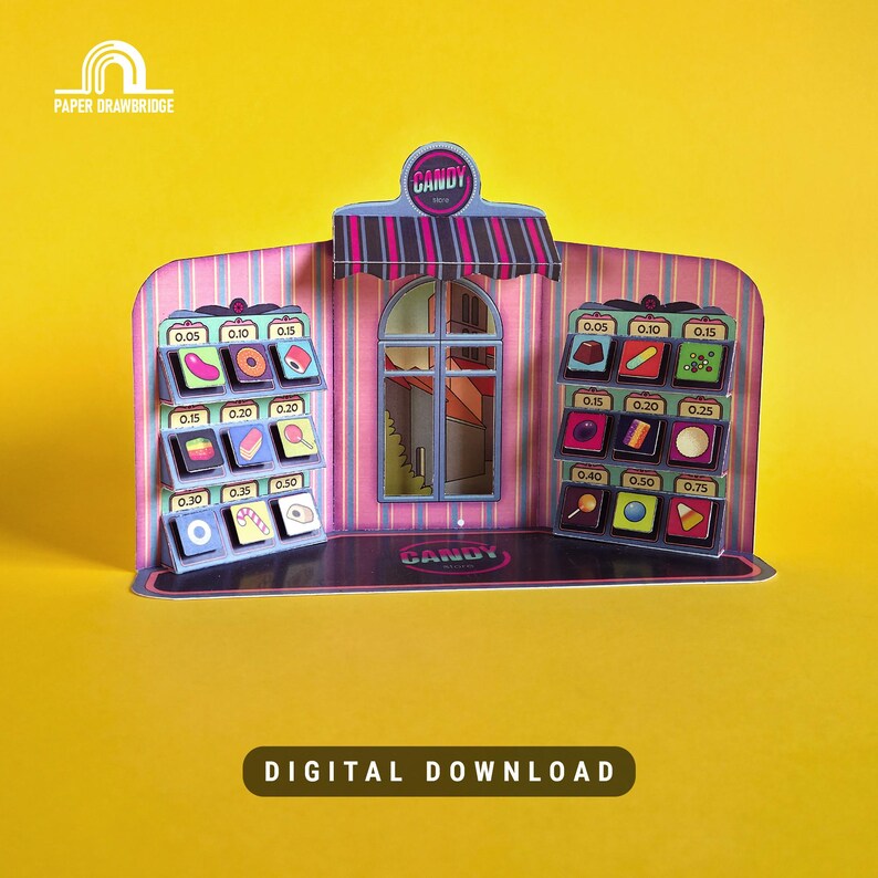 DIY 3D Paper Candy Shop Model | Educational Money Counting Math Toy - Etsy