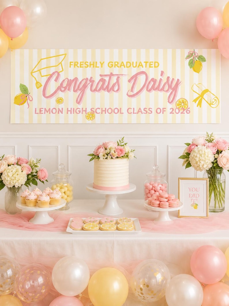 Freshly Graduate Party Banner Personalized Name Sign Custom Vinyl ...