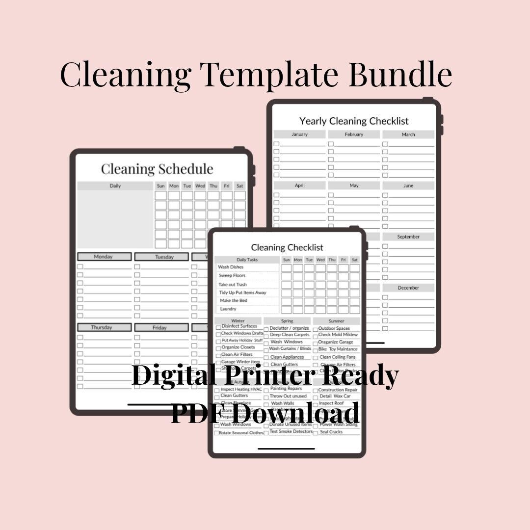 Updated Cleaning Bundle Digital Download PDF Templates, for Daily ...
