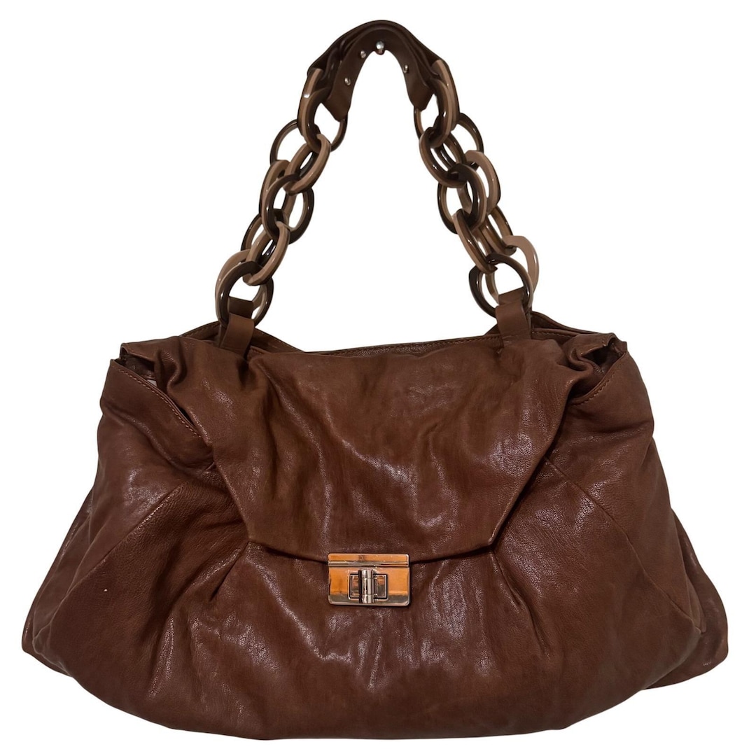 Marni 2000s Brown Leather Chain Shoulder Bag – Italian Designer Classic ...