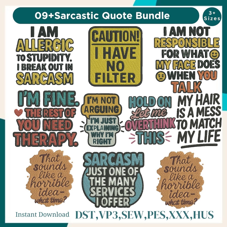 Sarcastic Quote Machine Embroidery Design Funny Adult Humor Embroidery ...