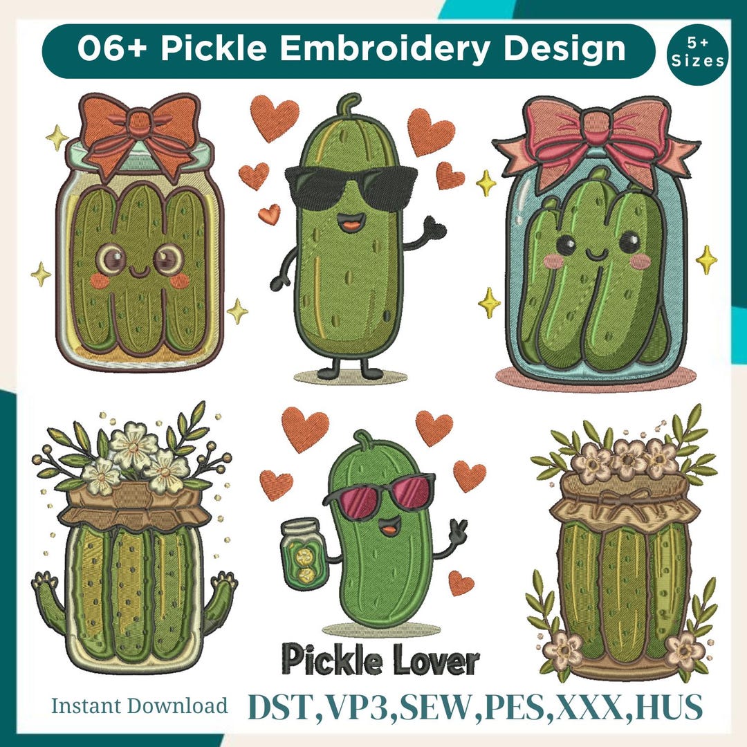 Pickle Machine Embroidery Designs Cucumber Embroidery Funny Pickle ...