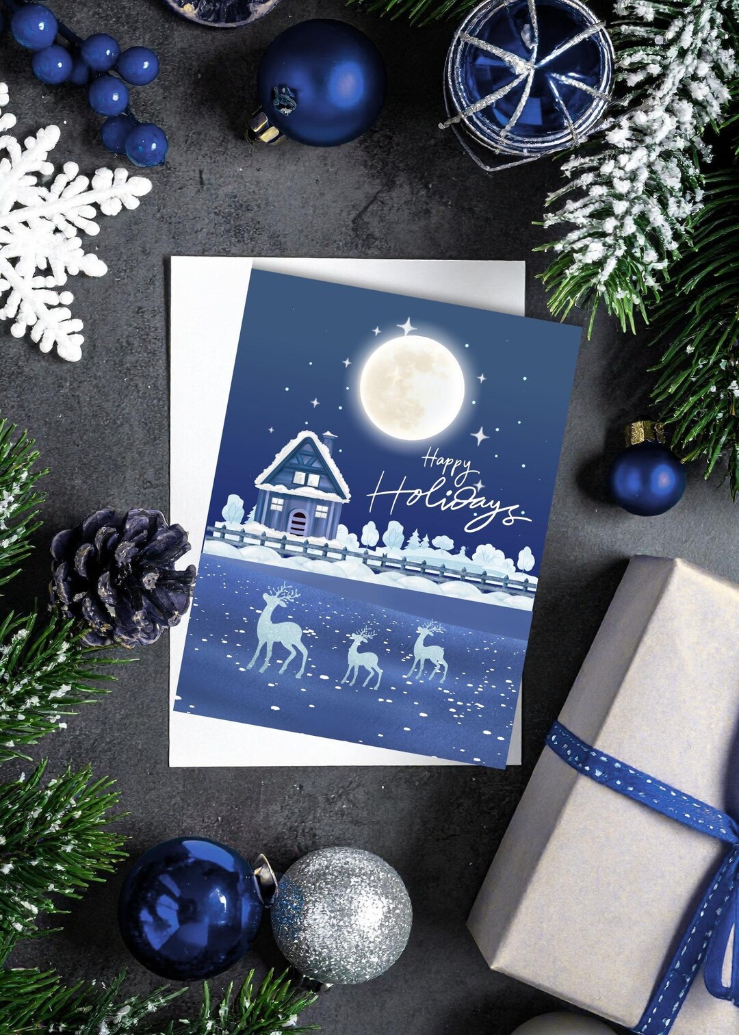 Happy Holidays Christmas Digital Card Printable Holiday Xmas Gift Card ...