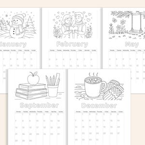2026 Printable Colouring Calendar – 12-month Digital Download, 3:2 Art ...