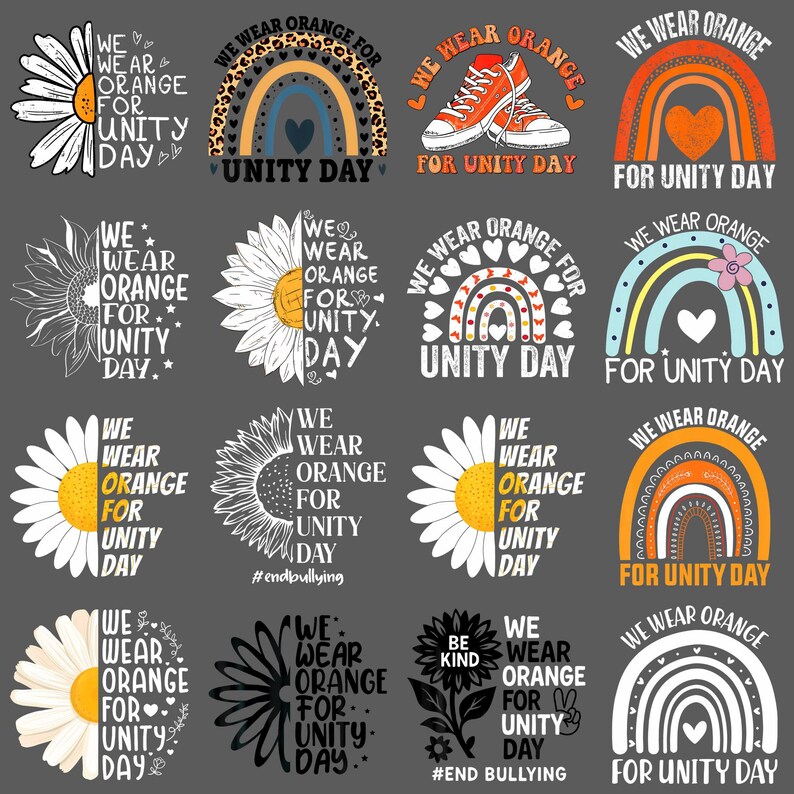We Wear Orange for Unity Day PNG, Funny Sarcastic Anti Bullying Daisy ...