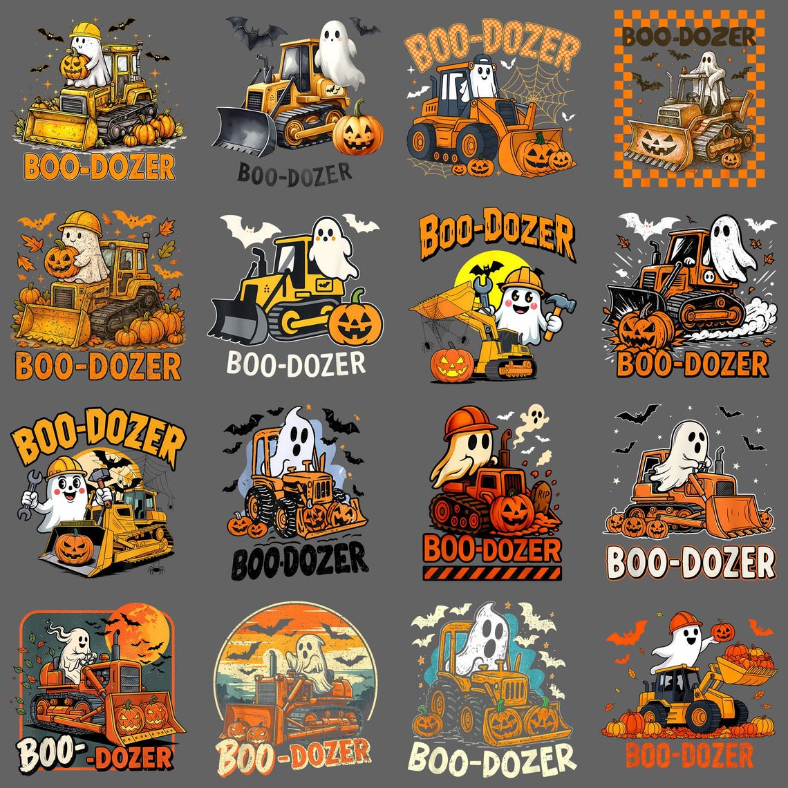 Boo Dozer PNG – Funny Halloween Ghost Bulldozer, Spooky Truck ...