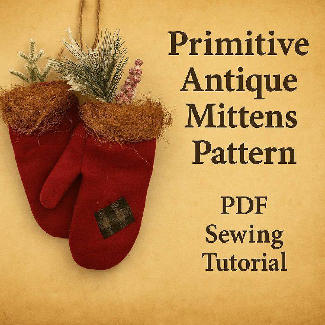 Primitive Antique Mittens Pattern Tutorial PDF – Christmas Folk Art ...