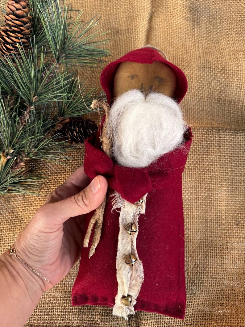 Primitive Santa Pattern PDF + Tutorial – Christmas Folk Art Doll Sewing ...
