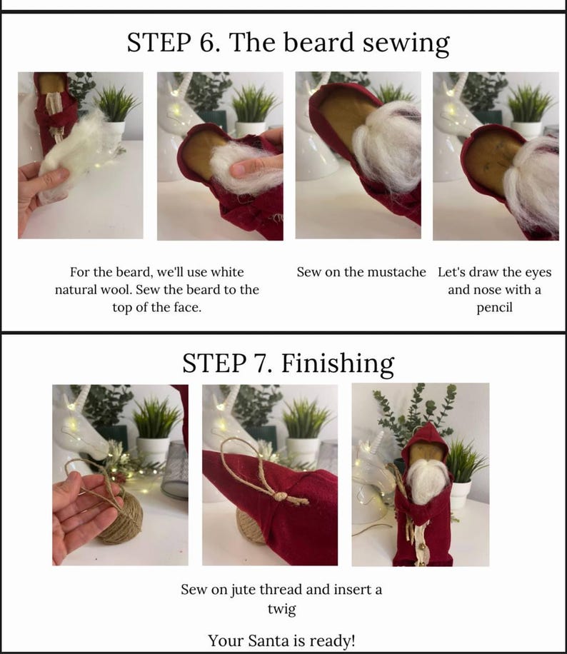Primitive Santa Pattern PDF + Tutorial – Christmas Folk Art Doll Sewing ...