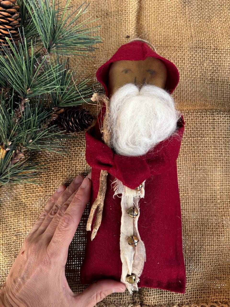 Primitive Santa Pattern PDF + Tutorial – Christmas Folk Art Doll Sewing ...