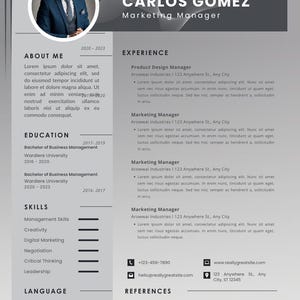 Minimalist Resume Template for Canva | Modern CV, One Page Curriculum ...