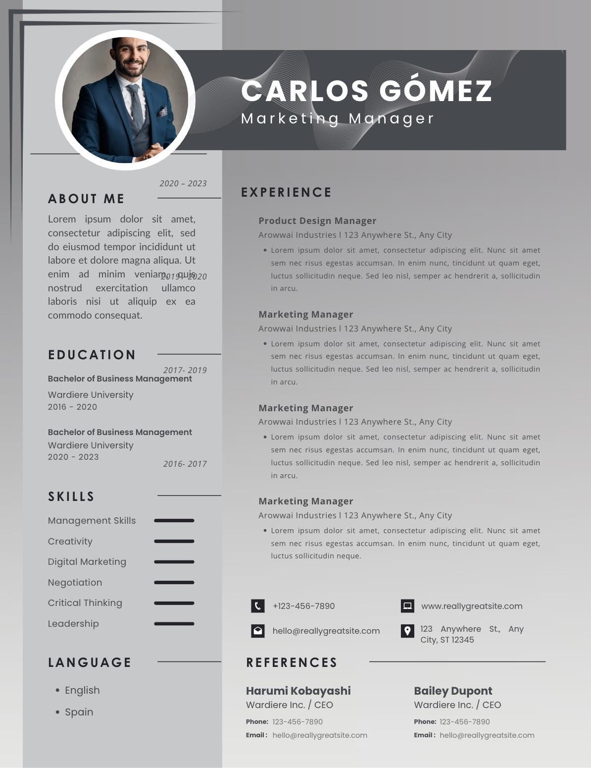 Minimalist Resume Template for Canva | Modern CV, One Page Curriculum ...
